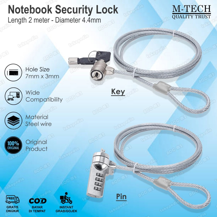 Jual Kunci Pengaman Laptop - Notebook Security Cable Lock | Shopee ...