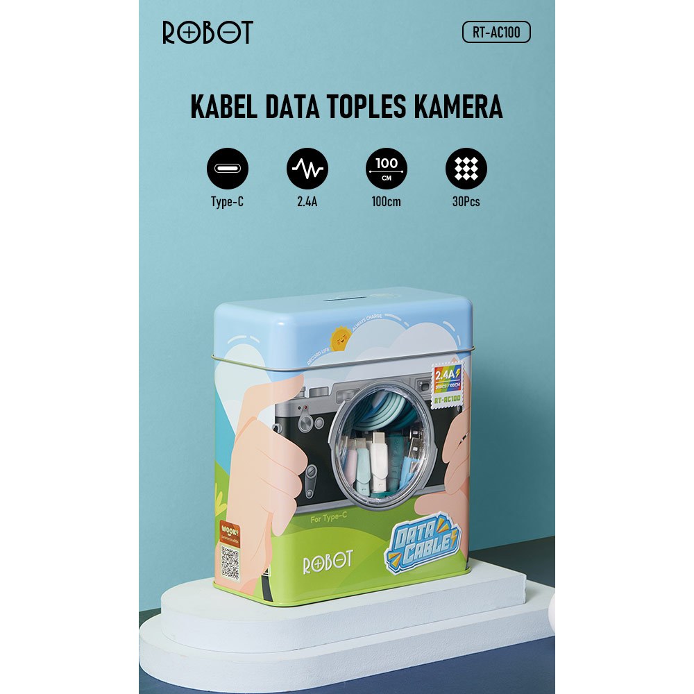 Jual KABEL DATA ROBOT RT-AC100 Type C RT-AM100 MICRO 1 Meter 2.4A ( 1 ...