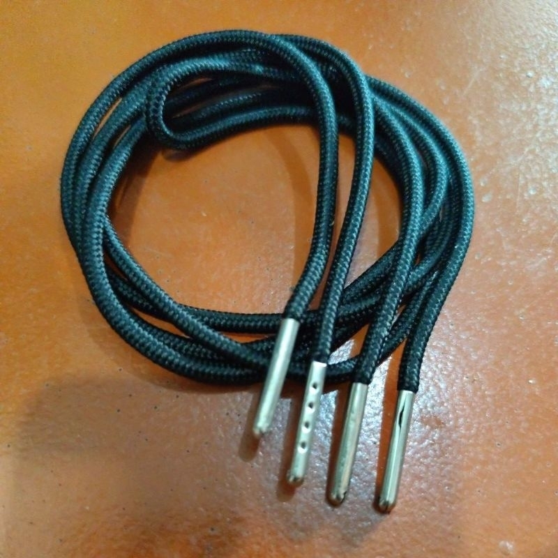 Jual tali sepatu pantofel hitam padat 3.5mm tali sepatu boots hitam ...