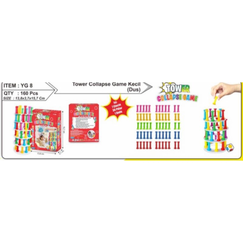 Jual MAINAN TOWER COLLAPSE GAME MAINAN MOTORIK ANAK MENYUSUN MENARA YG8 ...