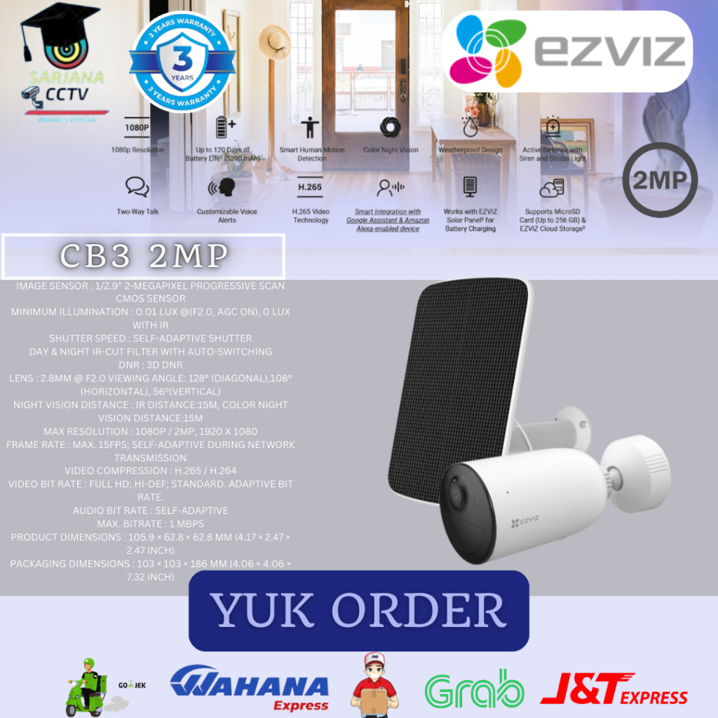 Jual EZVIZ CS-CB3 2MP Wireless IP Camera Stand Alone With Battery ...