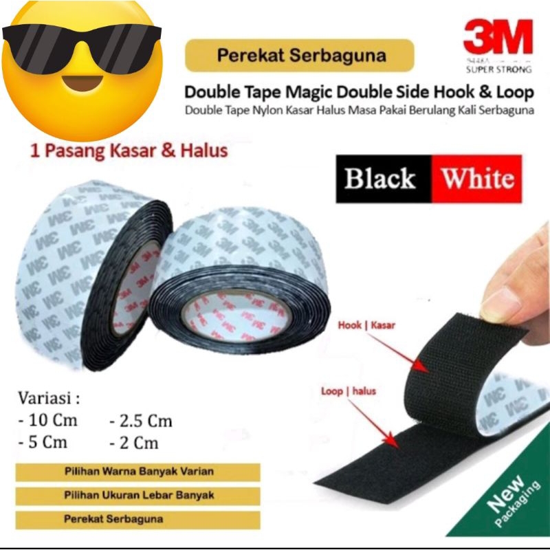 Jual perekat strap 3M tape hook loop perekat serbaguna per meter ...