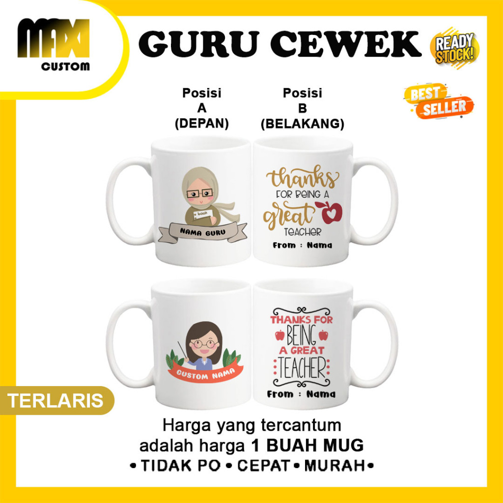 Jual MUG GURU CEWEK / TEACHER DAY / MUG TEACHER / GELAS TEACHER / MUG ...