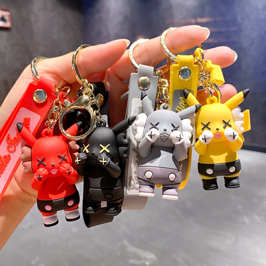 Jual KEYCHAIN PREMIUM CUTE KAWS SESAME STREET PIKACHU EDITION ...