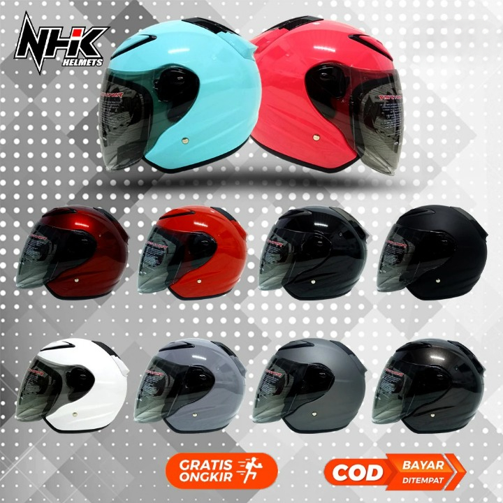 Jual HELM NHK HALF FACE NHK R6 NHK R 6 SOLID BLACK DOFF NHK R6 POLOS ...