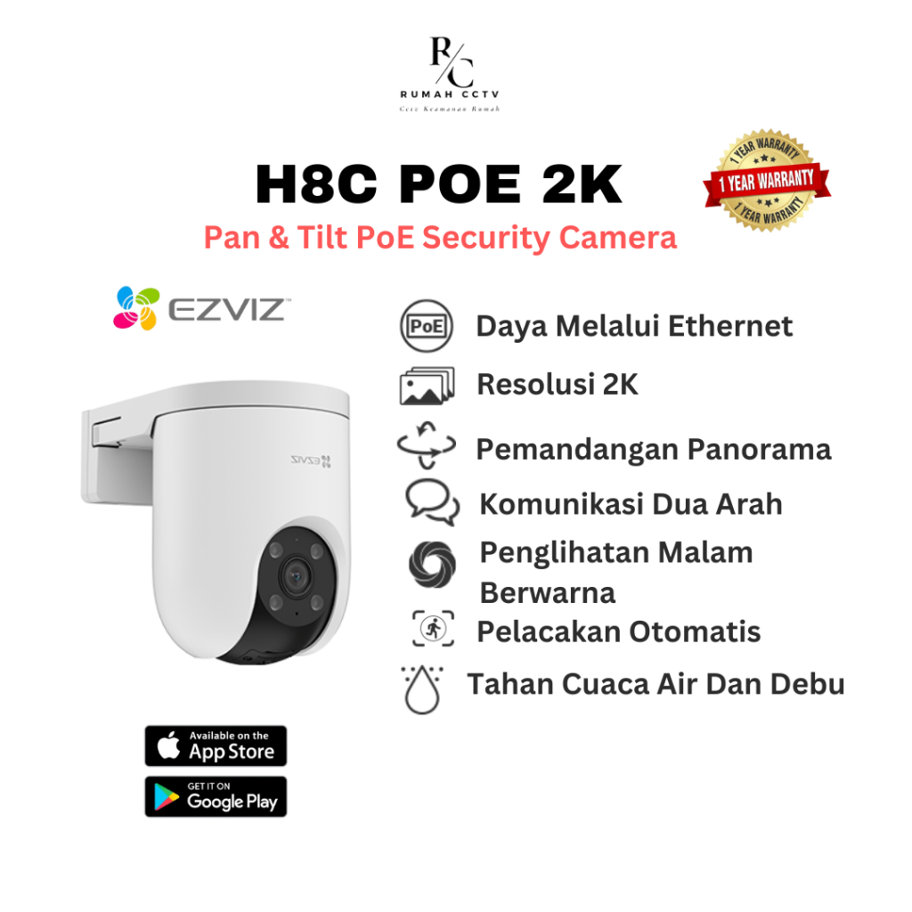 Jual EZVIZ - H8C Poe 3mp Pan & Tilt PoE Security Camera Cctv Outdoor ...