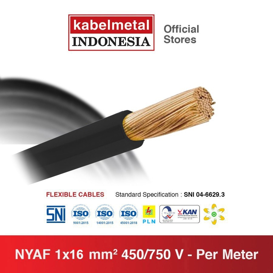 Jual Kabel NYAF 16 mm Hitam Per Meter kabelmetal INDONESIA - Serabut Tembaga Fleksibel PVC ...