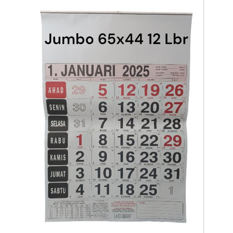 Jual Kalender Almanak 2025 Kalender Jawa 2025 Kalender Dinding 2025 ...