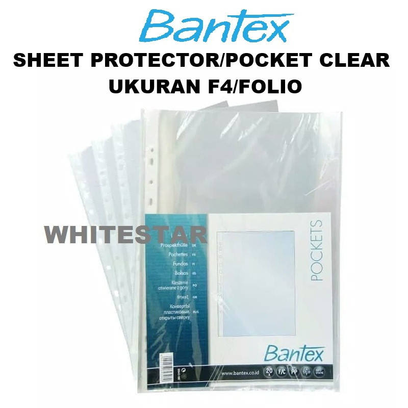 Jual sheet protector / pocket clear bantex f4 (8843 08) - set (isi 20 ...