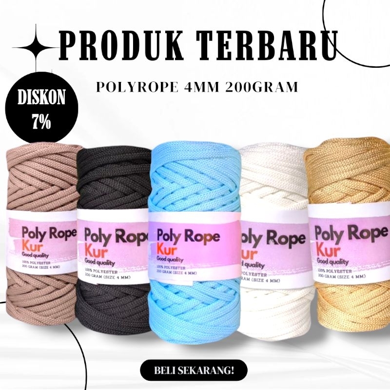 Jual BENANG RAJUT POLYROPE KUR 4MM 200GRAM | Shopee Indonesia