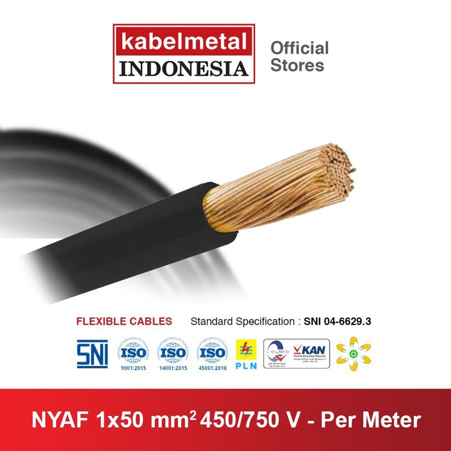 Jual Kabel NYAF 50 mm Hitam Per Meter kabelmetal INDONESIA - Serabut Tembaga Fleksibel PVC ...