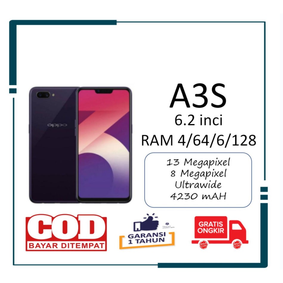 Jual NEW SMARTPHONE A3S RAM 6/128GB 4G GARANSI 1 TAHUN NEW FULLSET | Shopee Indonesia