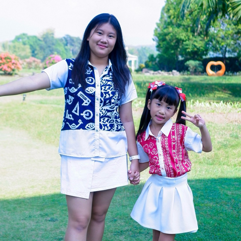 Jual BATIK KIDS BLUS ANAK SEKOLAH MONELA MERAH BIRU NAVY KUNING MUSTARD ...