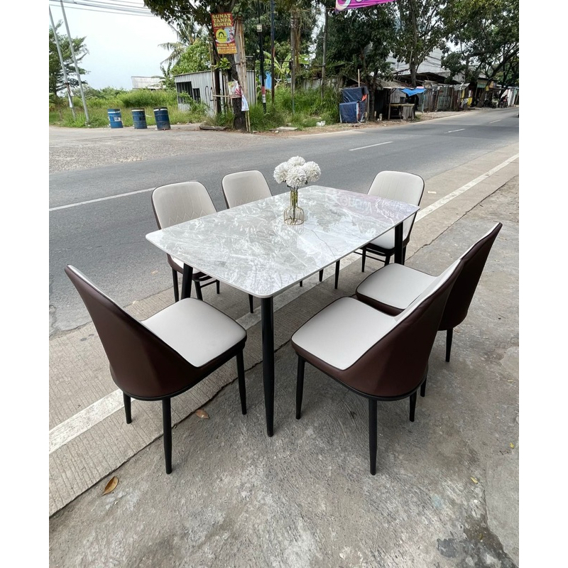 Jual Meja Makan Granit / Meja makan estetik / meja makan aestethic ...