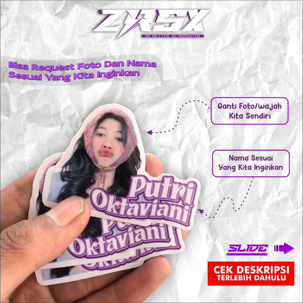 Jual (CEK DESKRIPSI) Stiker Custom Foto Nama Request Sticker | Shopee ...