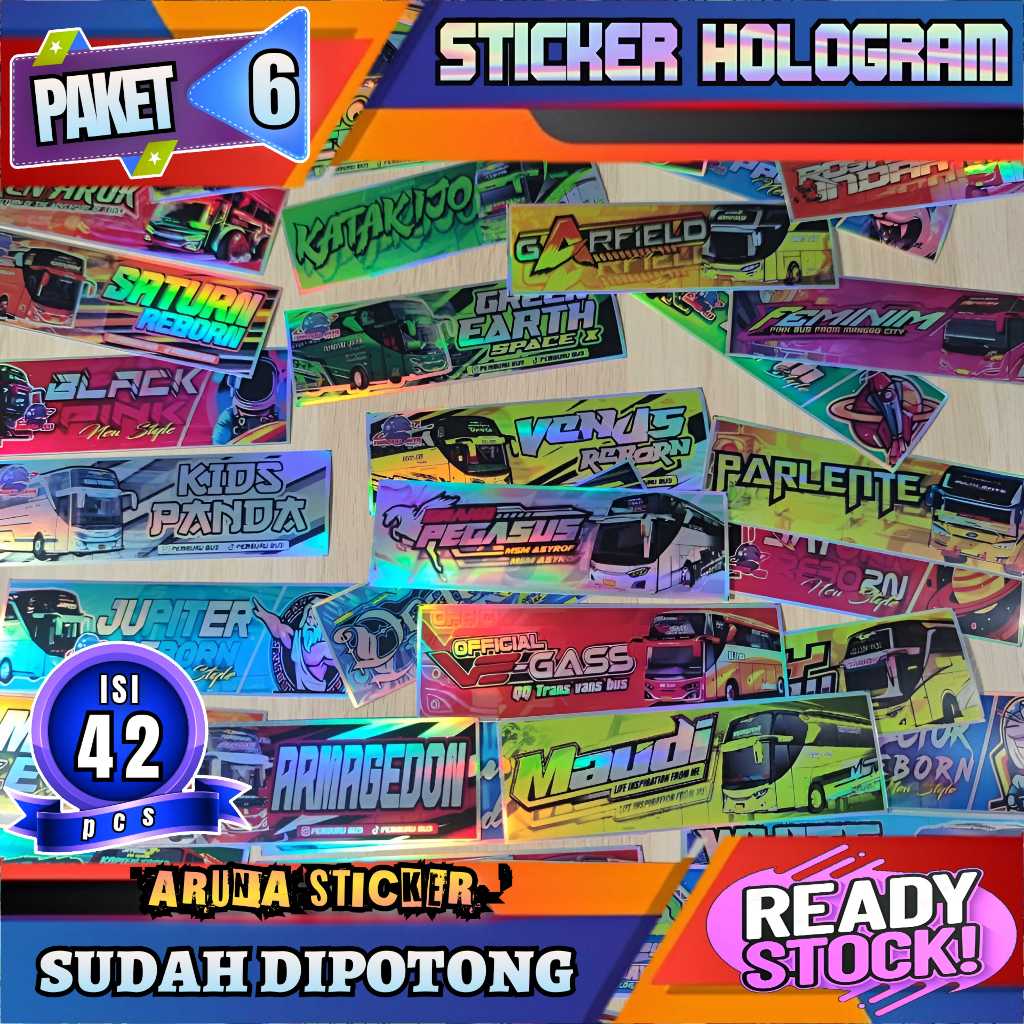 Jual Sticker Bus Hologram Panjang Isi 42pc Tinggal Tempel SUDAH ...