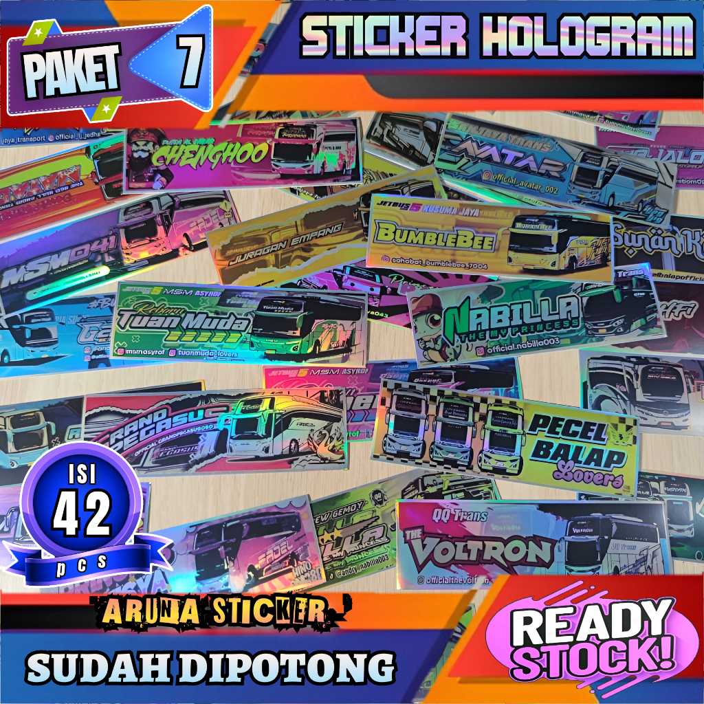 Jual Sticker Bus Hologram Panjang Isi 42pc Sudah Dipotong Stiker Bus ...