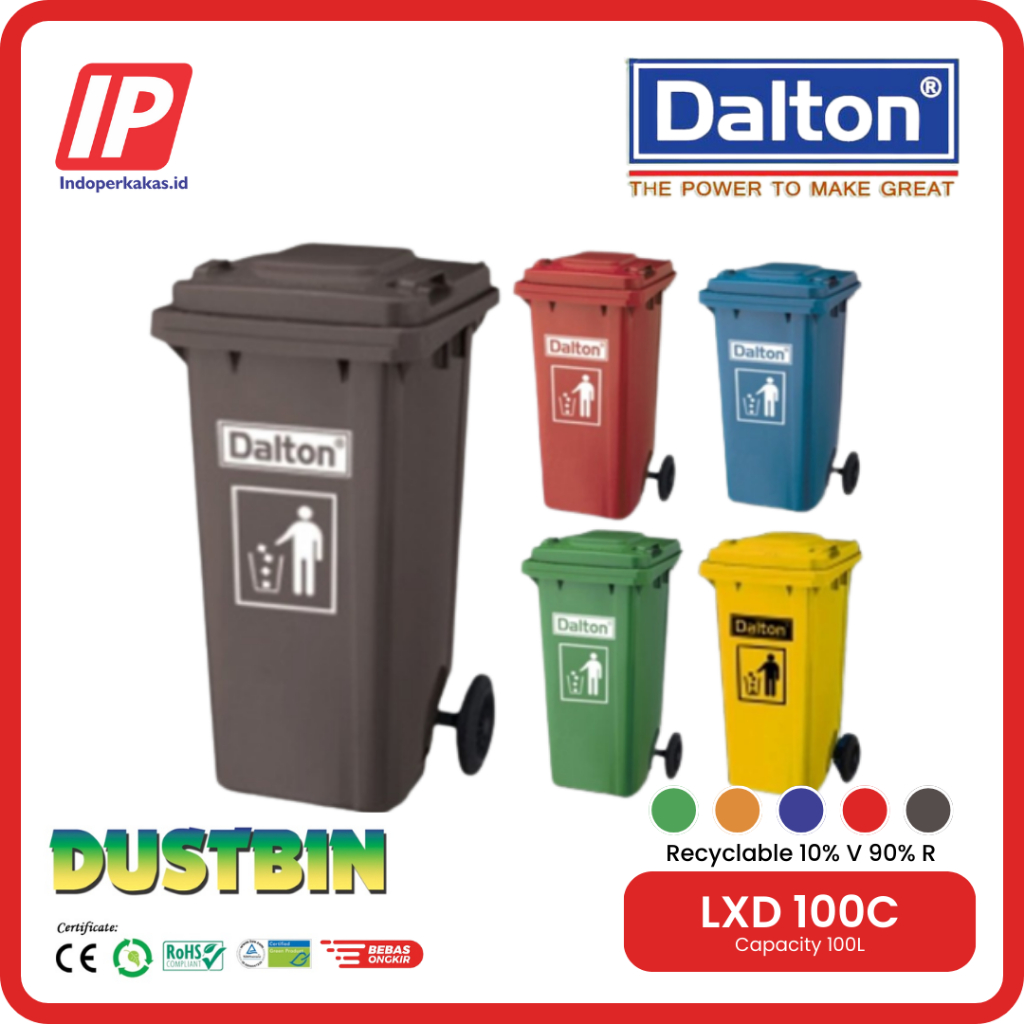 Jual Dalton Tempat Sampah Plastik HDPE 100 Liter Tong Sampah Roda | Shopee Indonesia