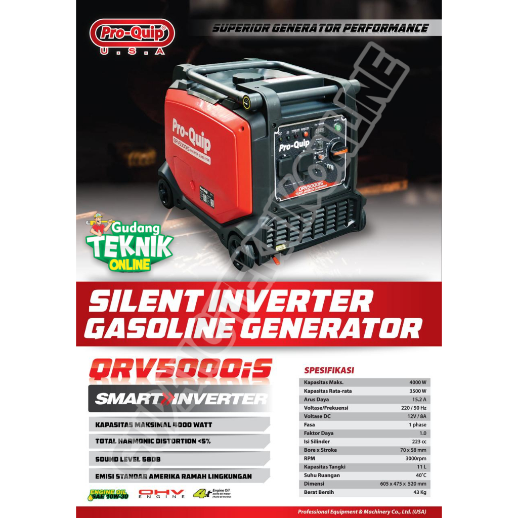 Jual Genset Silent 4000W 4500W PROQUIP QRV5000IS QRV8500XSE STARTER ...