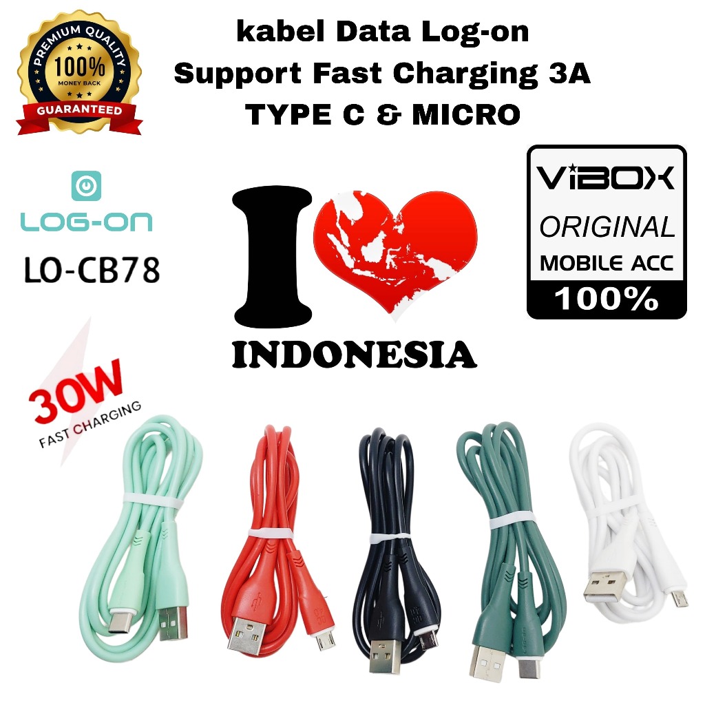 Jual 1PCS KABEL LOG-ON 100cm LO-CB78 2.1A KABEL BULAT Micro Usb / Kabel ...