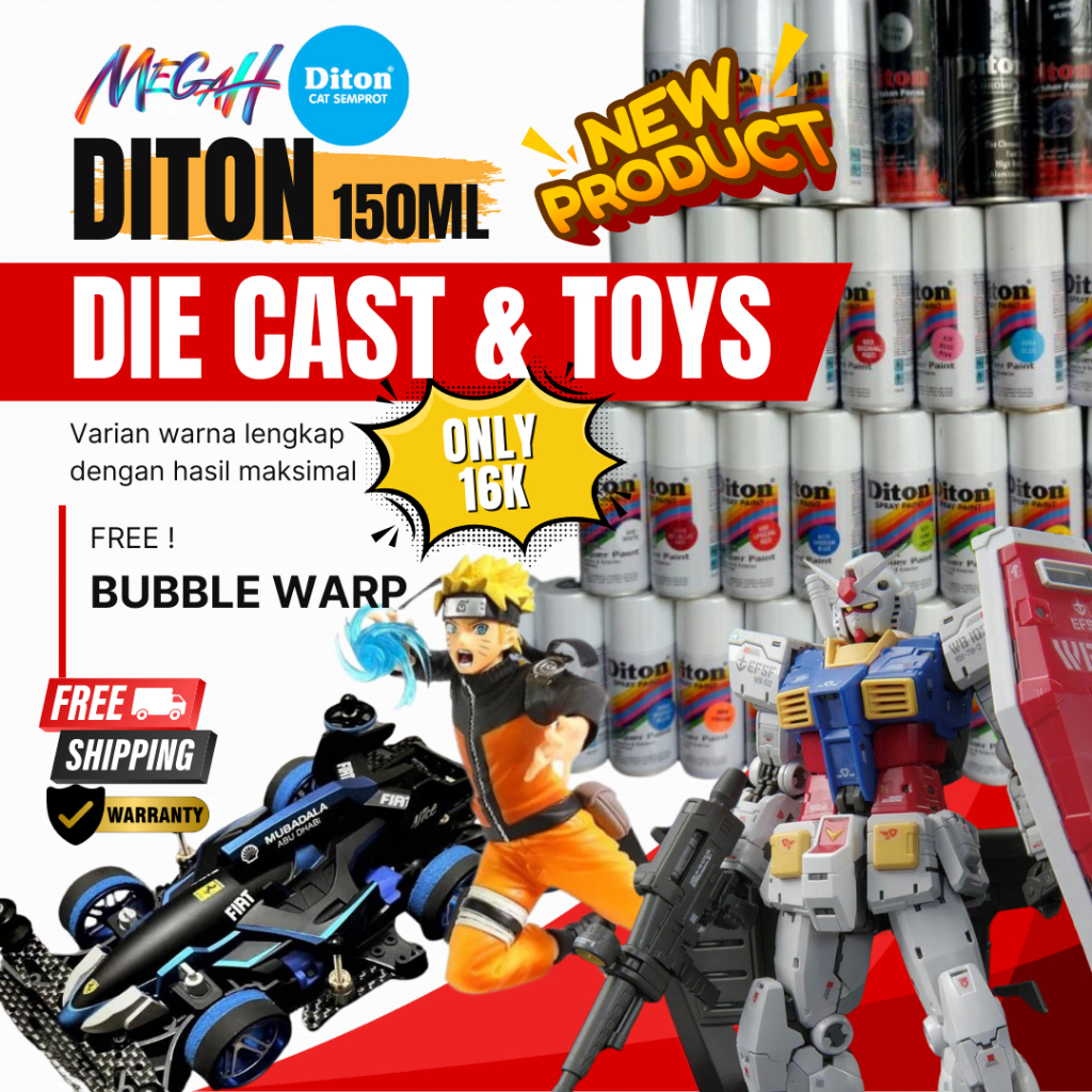 Jual Pilok Pilox Cat DITON Putih Doff Candy Metalik Merah Orange Biru ...