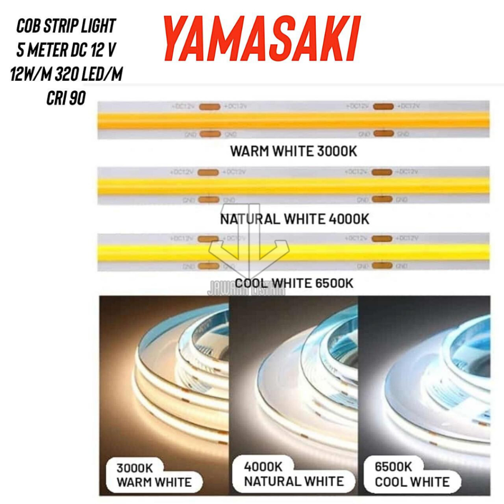 Jual YAMASAKI LED STRIP COB 2835 5 METER 12W/M INDOOR 320 LED FULL TERANG MURAH | Shopee Indonesia