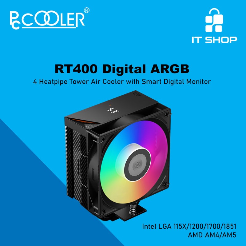 Jual PCCOOLER RT400 Digital ARGB Air Cooler Black | Shopee Indonesia
