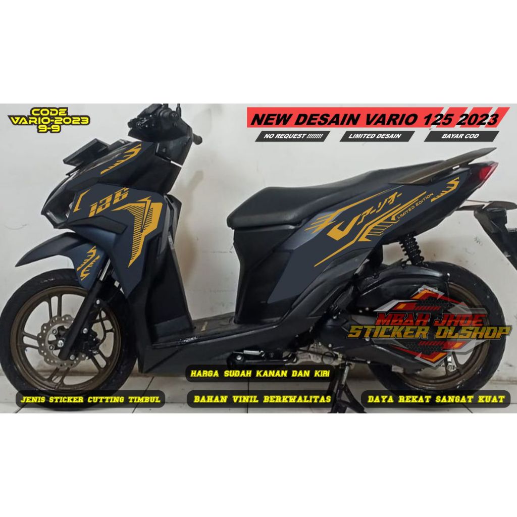 Jual cutting sticker striping custom honda vario new 125 gen 2 th.2023 body hitam | Shopee Indonesia