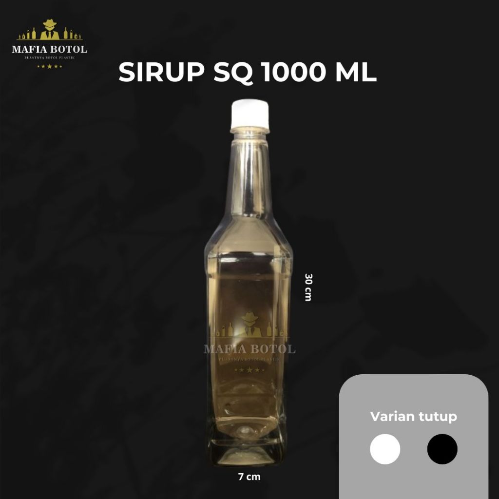 Jual Botol syrup Square 1000 ml botol plasik unik sirup essen minuman ...