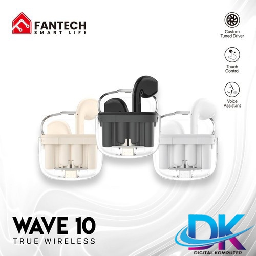 Jual EARPHONE FANTECH WIRELESS TW10 WAVE Built-in Microphone | Shopee ...