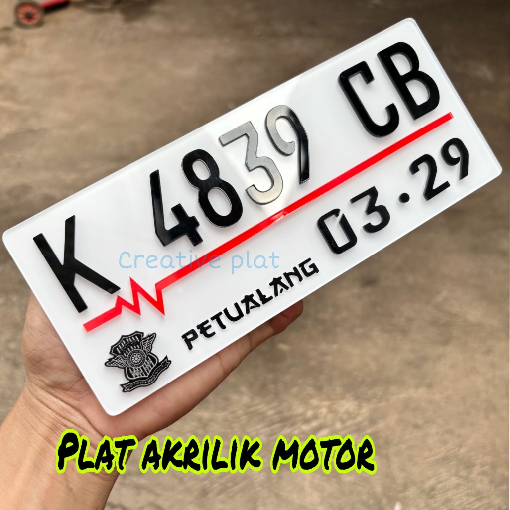 Jual CUSTOM PLAT NOMOR MOTOR TIMBUL AKRILIK VARIASI PUTIH HITAM GOLD ...
