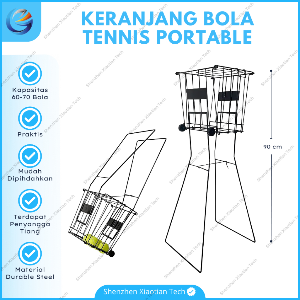 Jual Keranjang Bola Tenis Kapasitas 60-70 Bola | Tennis Ball Hopper ...