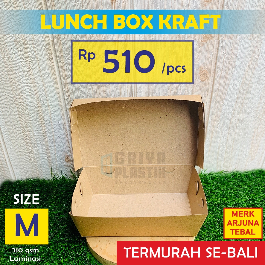 Jual Paper Lunch Box size M Kraft Cokelat Full Laminasi FOODGRADE 310 ...