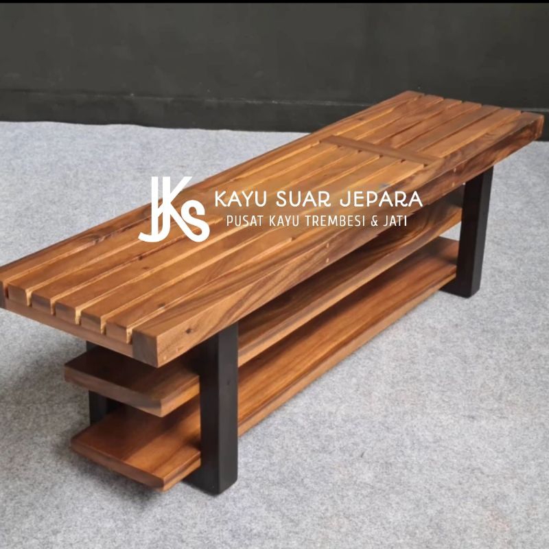 Jual meja rak sepatu bench rak sepatu kayu solid trembesi | Shopee ...