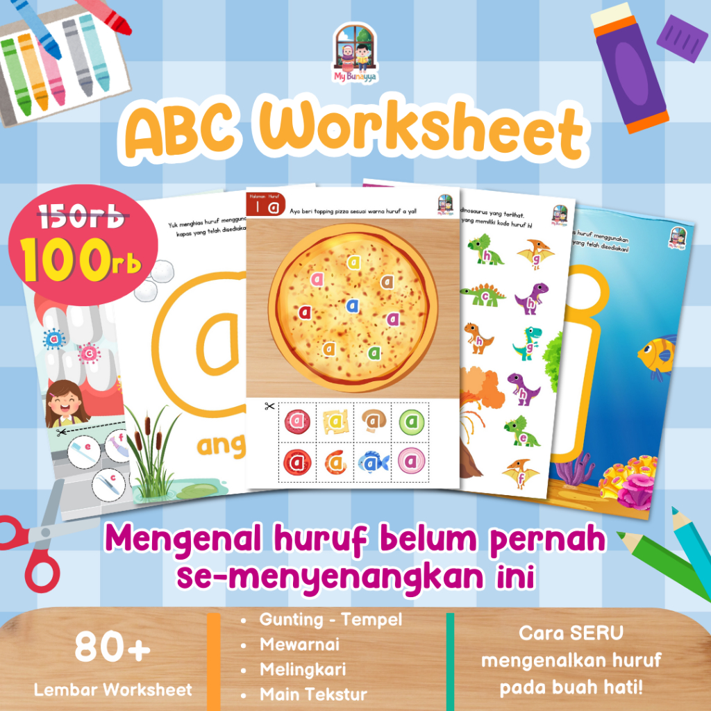 Jual ABC Worksheet - Belajar Baca Membaca- MyBunayya - Worksheet Abjad ...