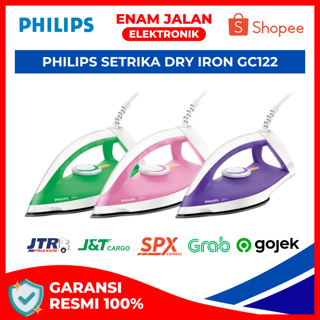 Jual PHILIPS Setrika GC122 / DST0510 Dry Iron Setrika Kering 350 Watt | Shopee Indonesia