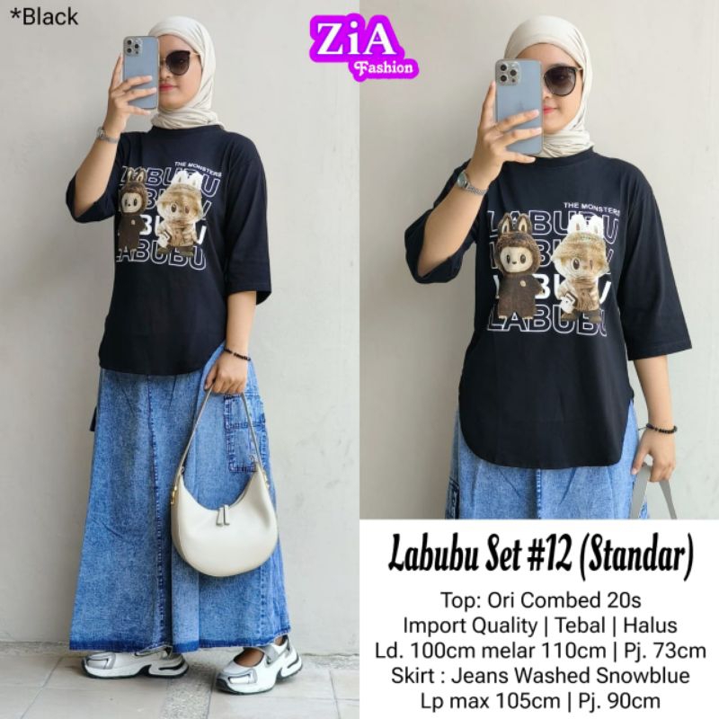 Jual LABUBU#12 STANDAR SETELAN KAOS DAN ROK JEANS BY ZIA | Shopee Indonesia