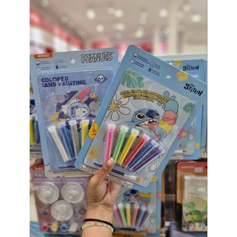 Jual Miniso Stitch and Peanuts Snoopy Colored Sand Painting Kit / Kit ...