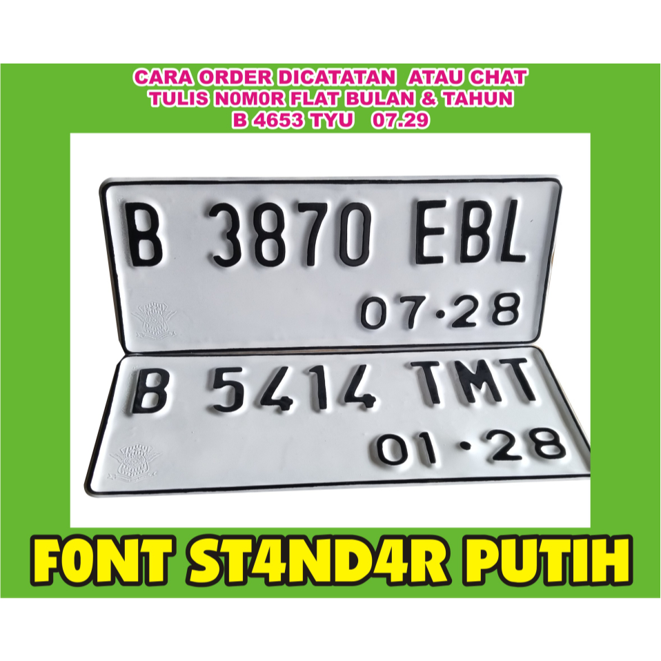 Jual PLAT MOTOR STANDAR PUTIH STANDAR HITAM FONT BARU PUTIH FONT BARU ...