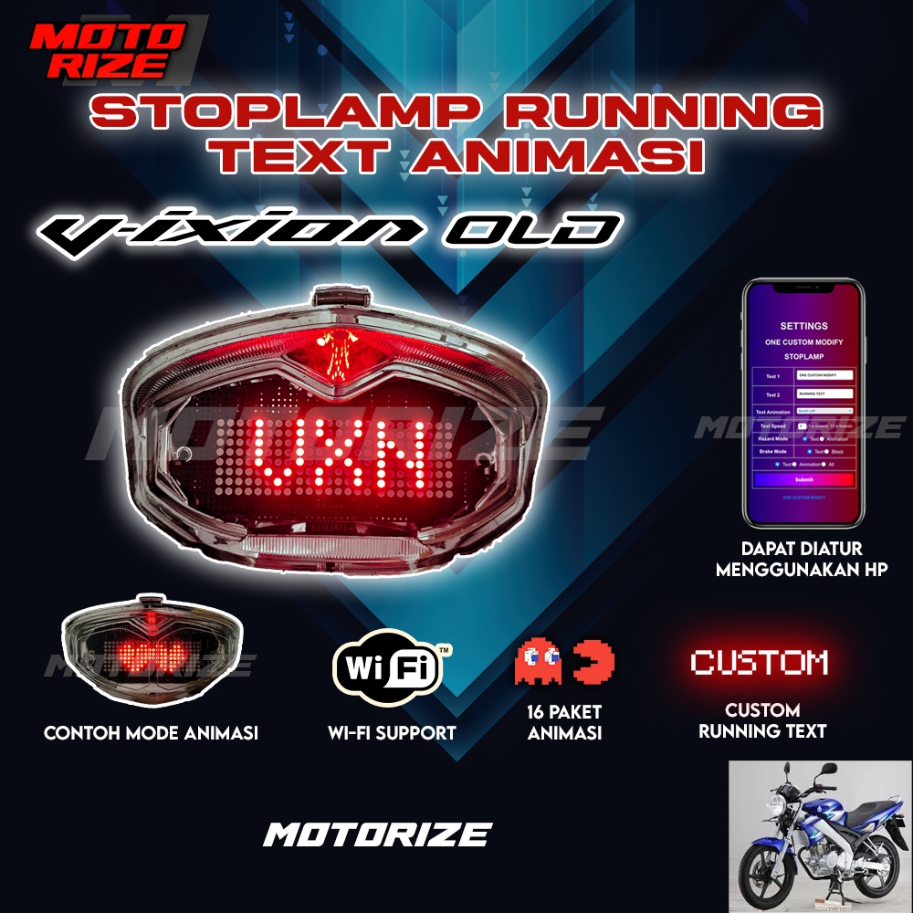 Jual Stoplamp Running Text Animasi Vixion Old Lampu LED Rem Belakang ...