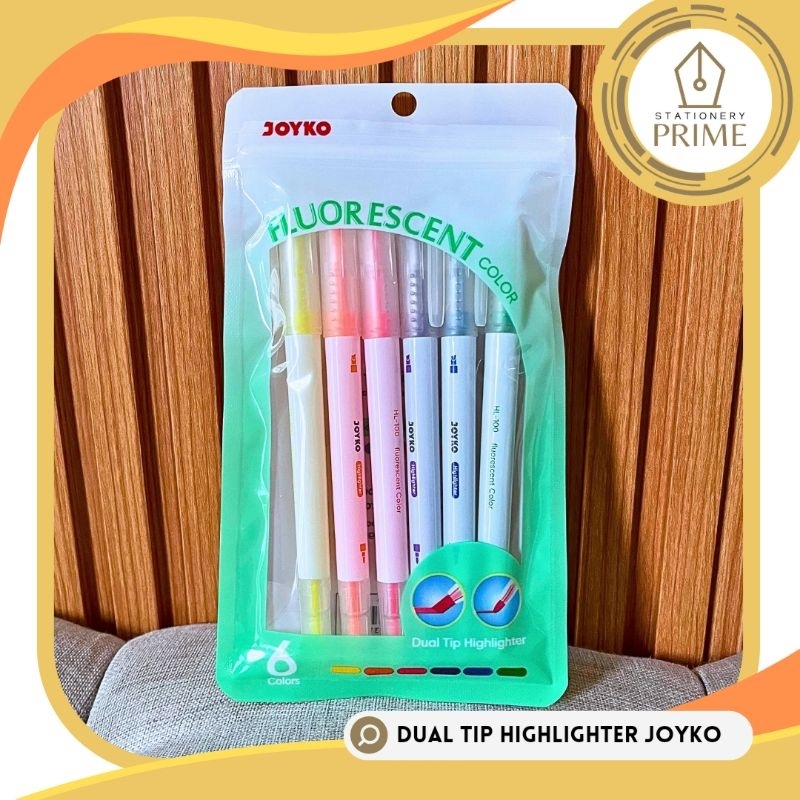 Jual Highlighter / Penanda Berwarna Fluorescent Joyko 6 Warna HL-100-6 ...