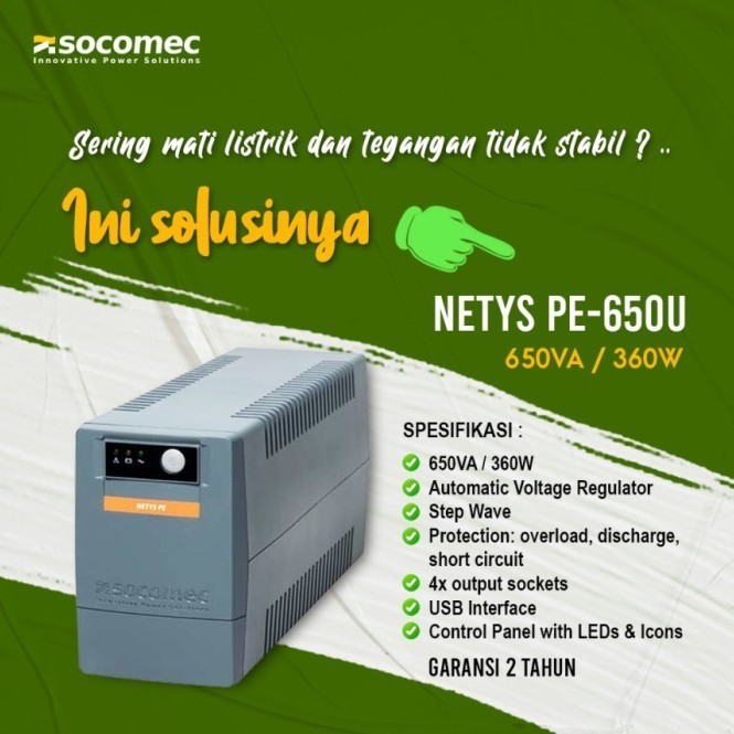 Jual Socomec NETYS PE 650VA UPS NPE650U Garansi 2 Tahun Unit dan ...