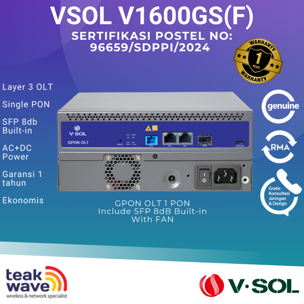 Jual VSOL V1600GS-F WITH FAN GPON OLT L3 V1600GS(F) WITH FAN GPON OLT ...