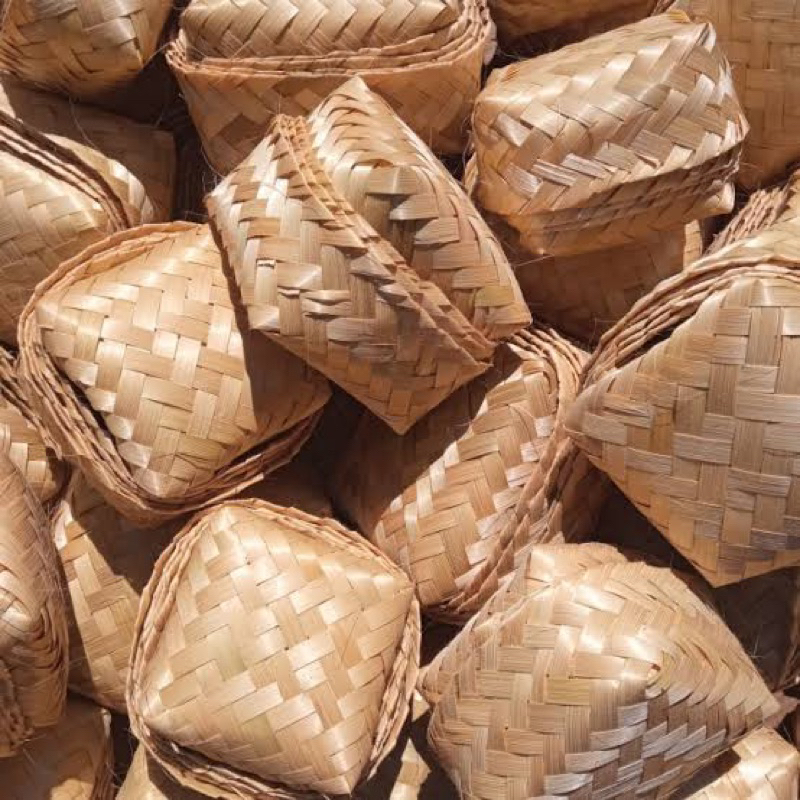 Jual besek anyaman bambu tradisional 15 x 15 berkat hajatan tempat nasi ...
