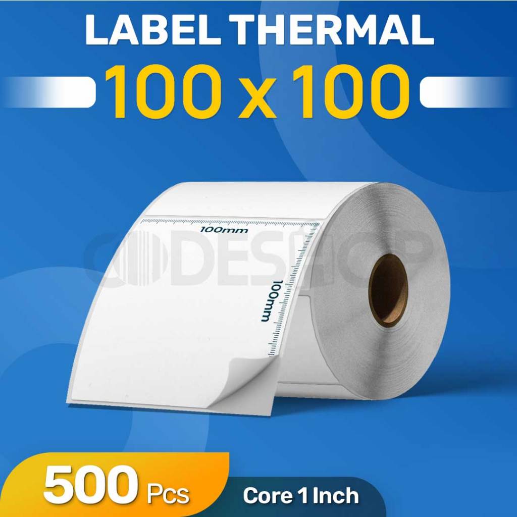 Jual Stiker Label Thermal 100 x 100 mm Isi 500 Pcs Cetak Printer Barcode Direct Thermal | Shopee ...