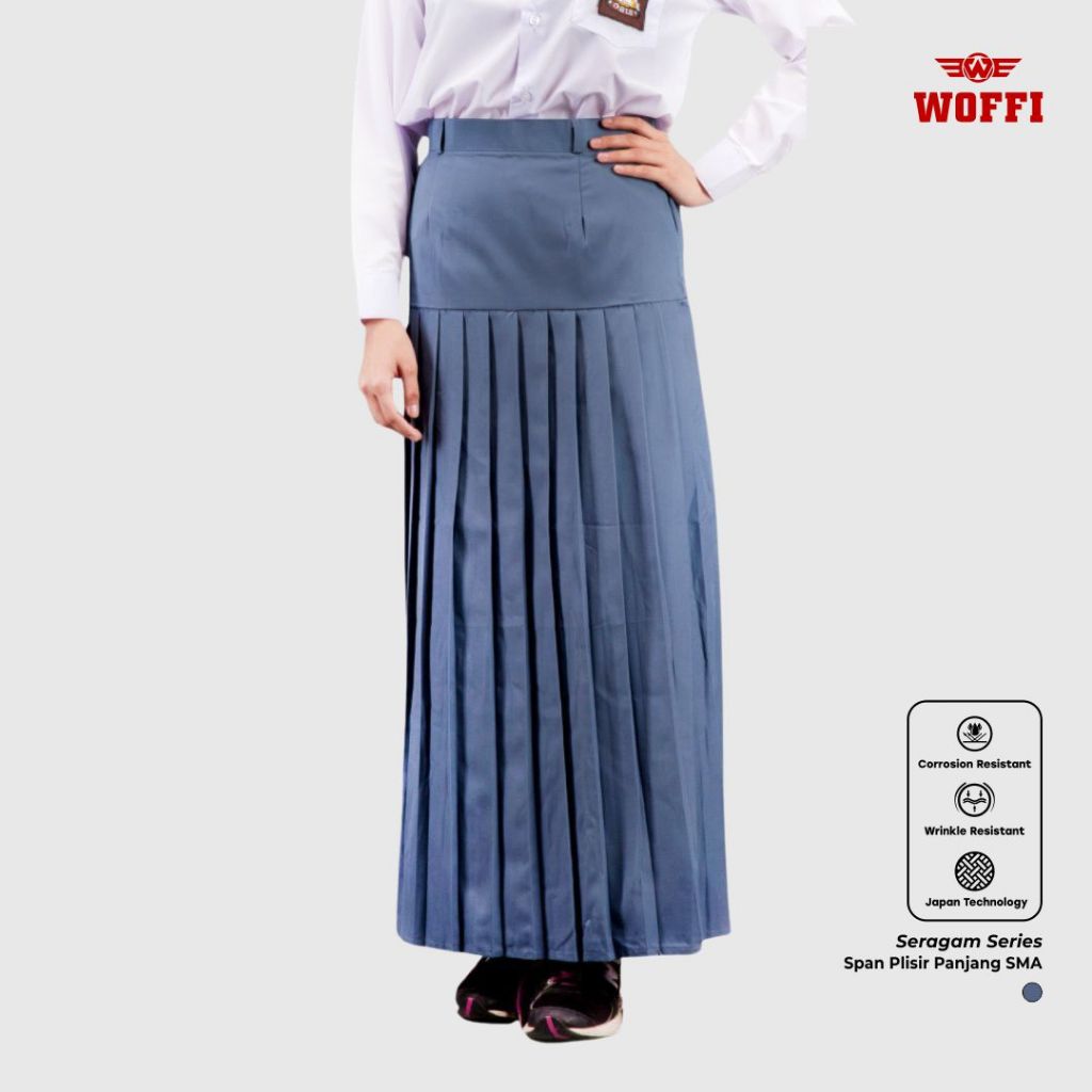 Jual Seragam SMA Woffi Rok Span Plisir Karet Abu-abu | Shopee Indonesia