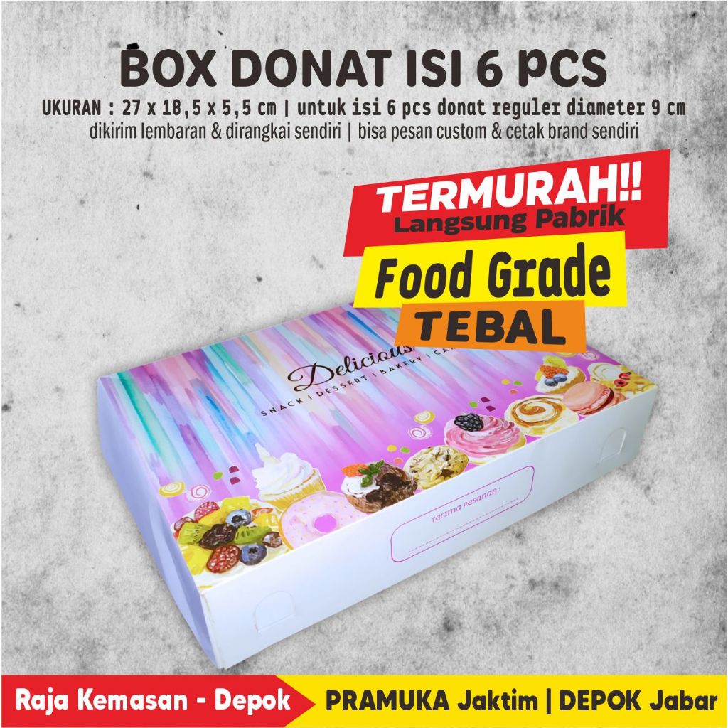 Jual Box Donat Isi 6 Motif Ungu | Shopee Indonesia