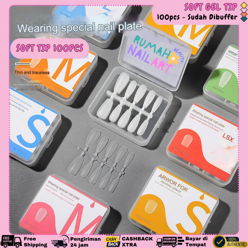 Jual Nail Soft Gel Tip Box PREMIUM Isi 100pcs Nail Extension Soft Tip ...