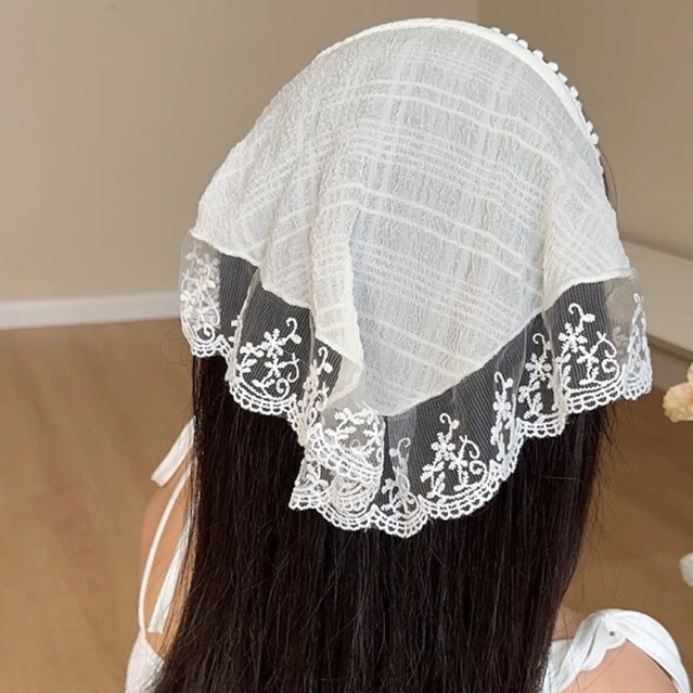 Jual Korean Viral Lace HeadBand Bando Bandana Picnic Renda Scarf / Syal ...