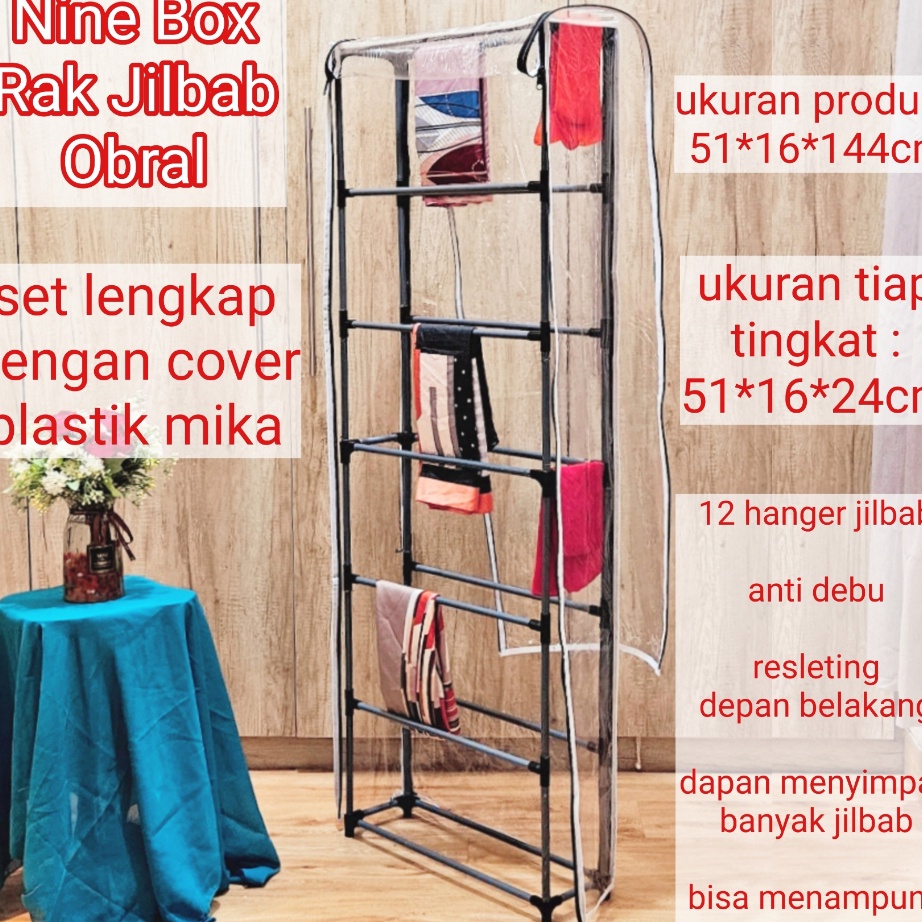 Jual NINE BOX RAK JILBAB RAK HIJAB RAK SEPATU ANTI DEBU ADA COVER ...
